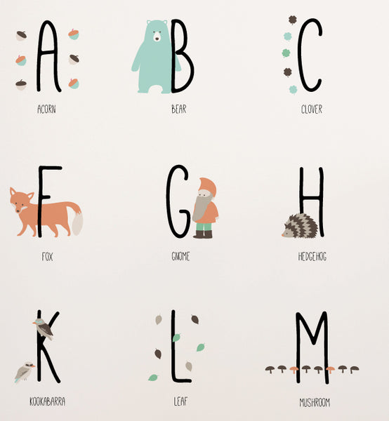 Woodland Animal Alphabet Wall Sticker | Little Sticker Boy